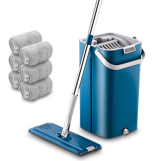 Flat Squeeze Magic Mop and Bucket Hand Free Wringi... – Vicedeal