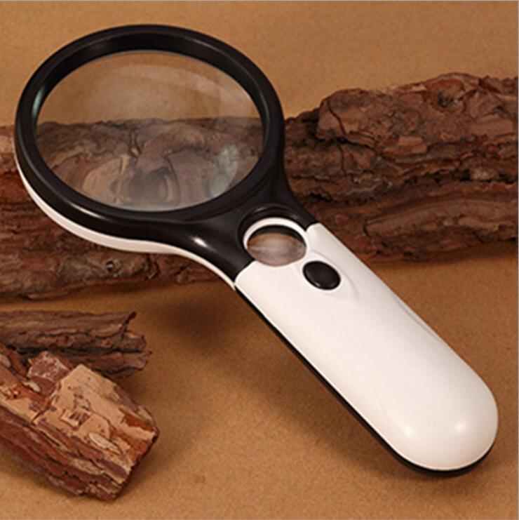 3 LED Light 45X Magnifying Glass Lens Handheld Min... – Grandado