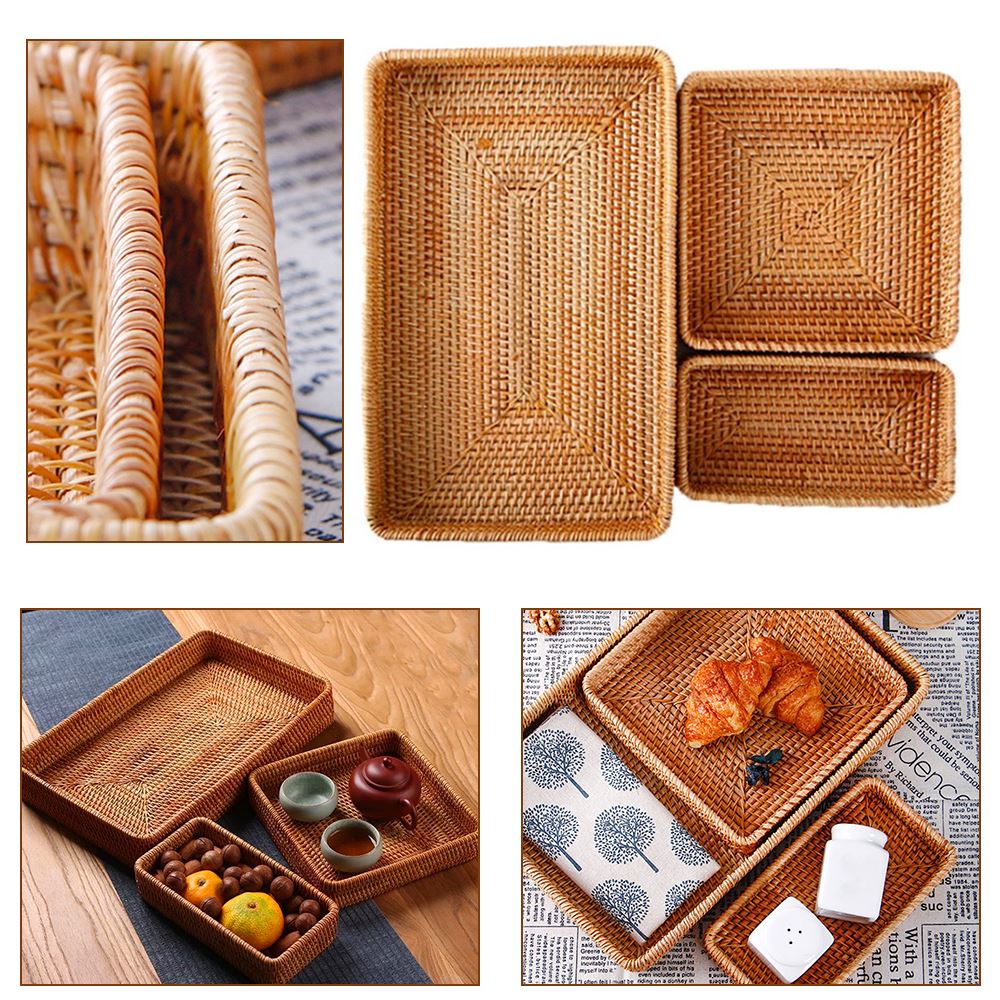 Rattan Woven Storage Fruit Basket Bread Fruit Food... – Grandado