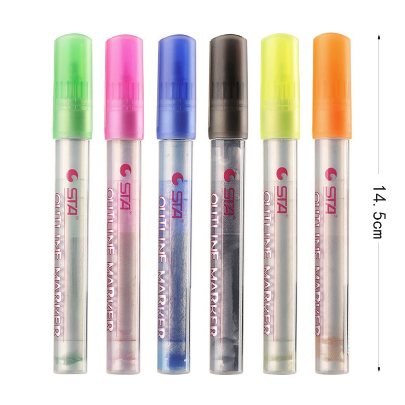 Doppel Linie Stift metallisch Farbe Magie Umriss M... – Grandado