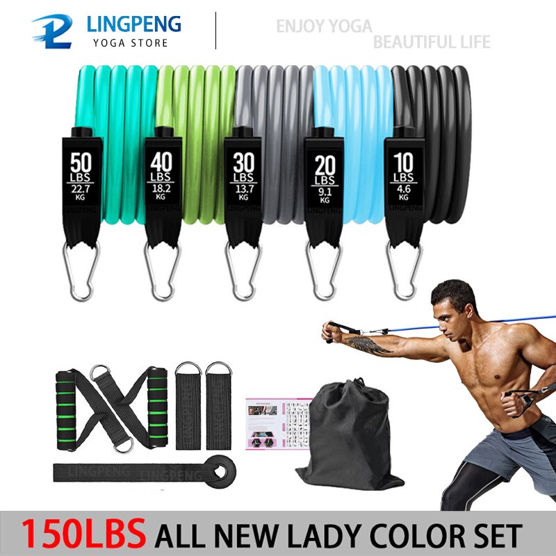 150 Lb Fitness Resistance Band Gray Gradient Rubbe... – Grandado