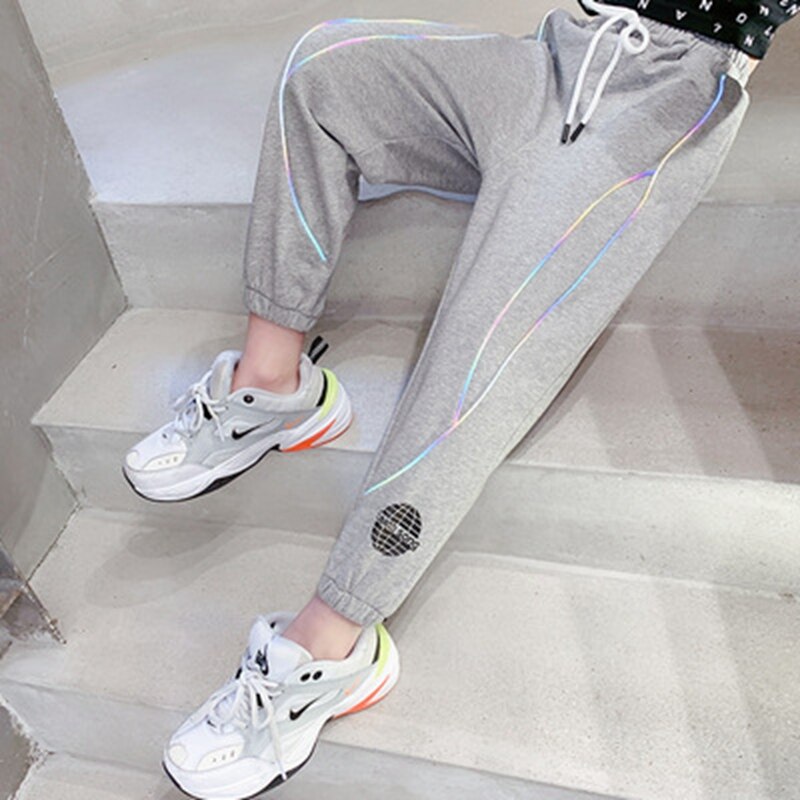 Cool Teen Girls Harem Pants Reflective Grey Black ... – Vicedeal