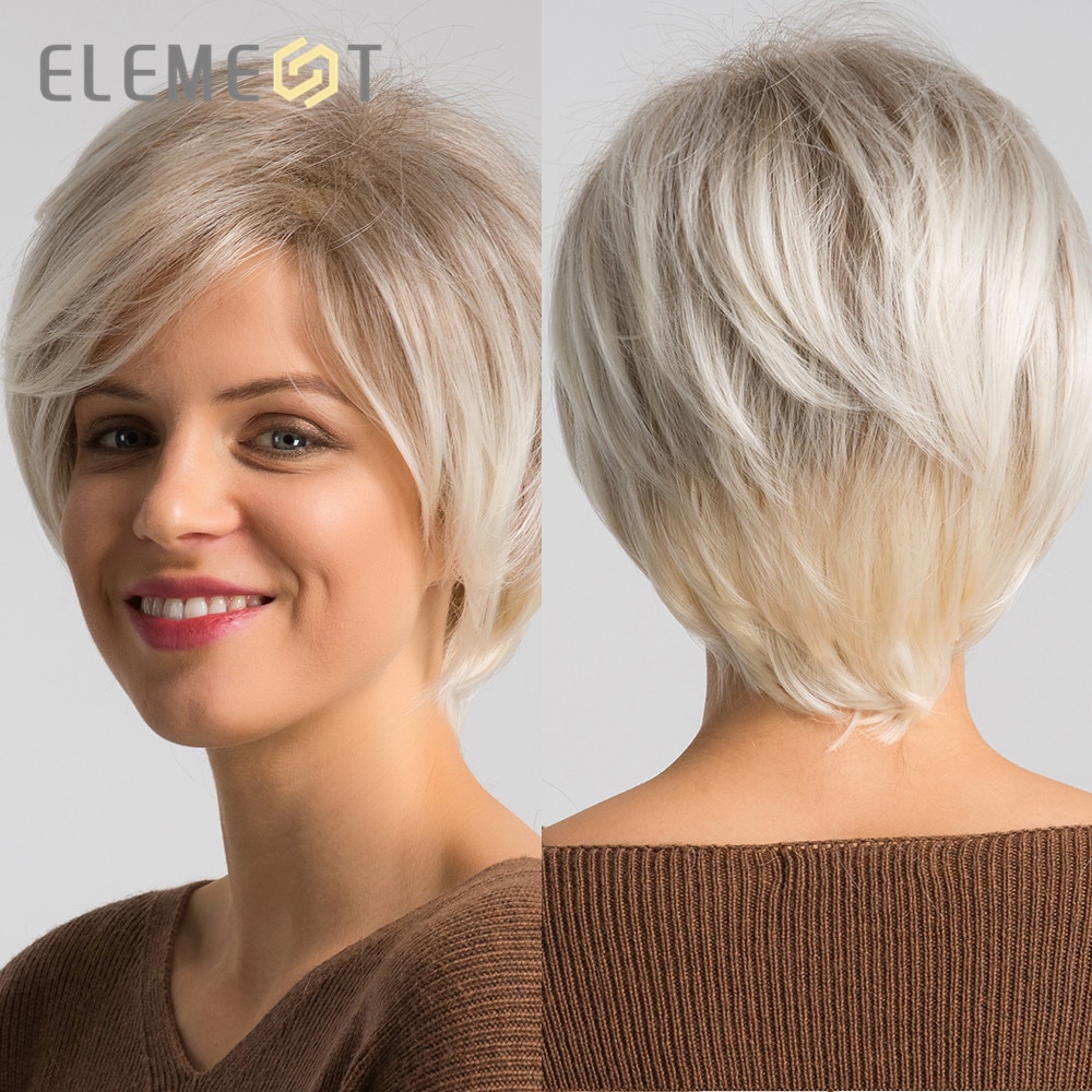 Element 6 tum kort syntetisk peruk för kvinnor vän... – Grandado