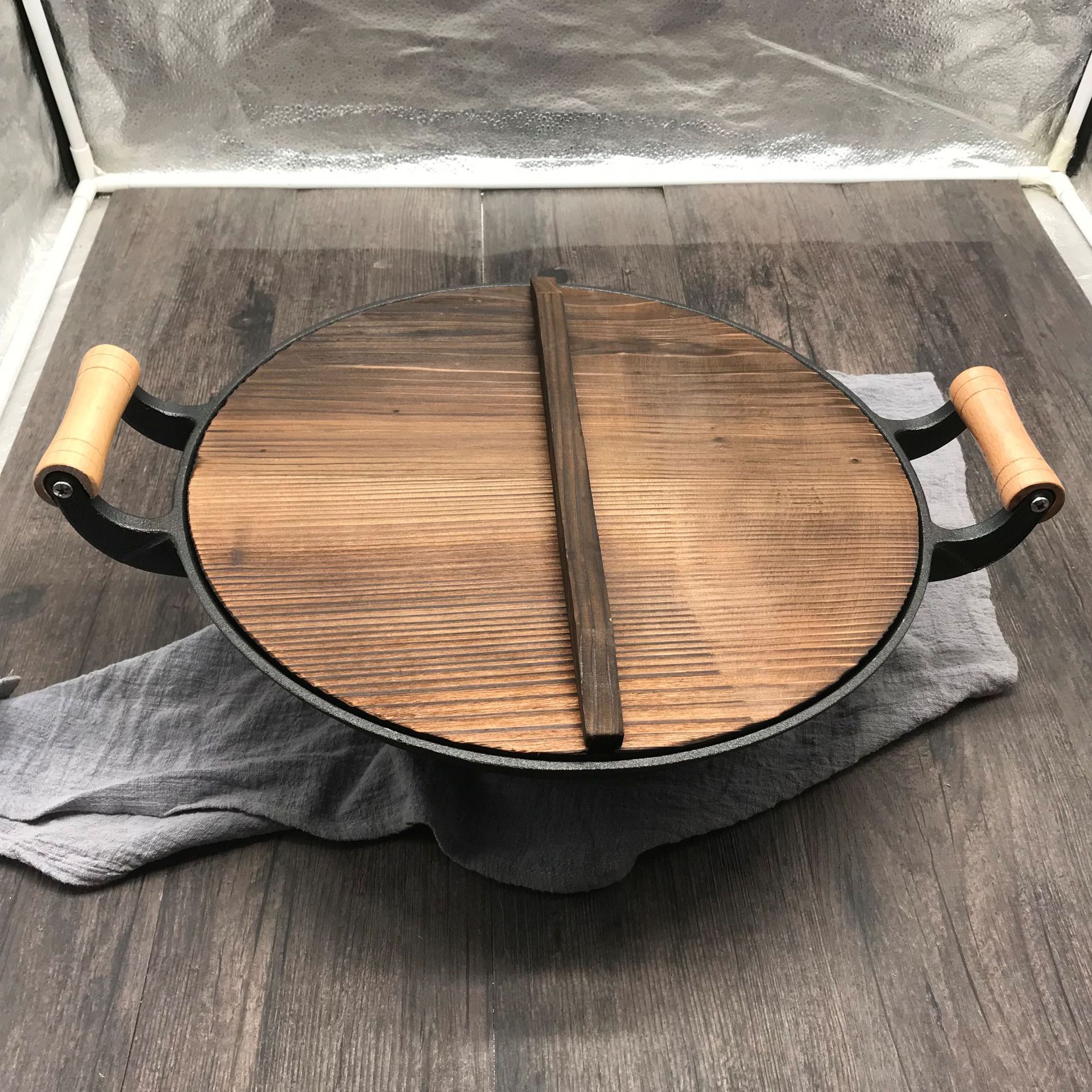 37 cm holz griff doppel griff gusseisen spitzen bo... – Grandado