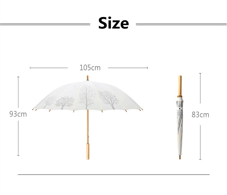 16-bone Long Handle Parasol Retro Art Wooden Handl... – Vicedeal