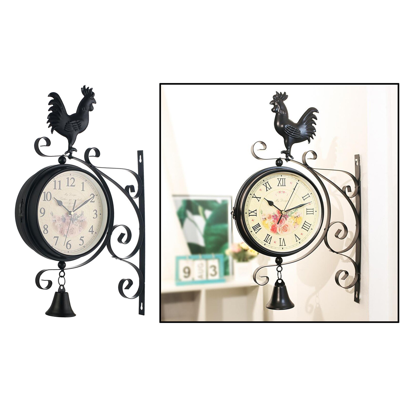 Retro Double Sided Wall Mounted Bracket Clock Quar... – Grandado