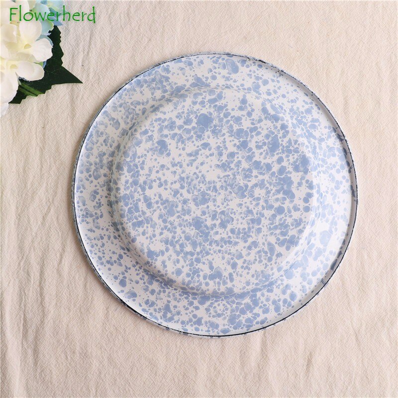 Enamel Plate Splatter Baby Blue Dot Breakfast Plat... – Vicedeal
