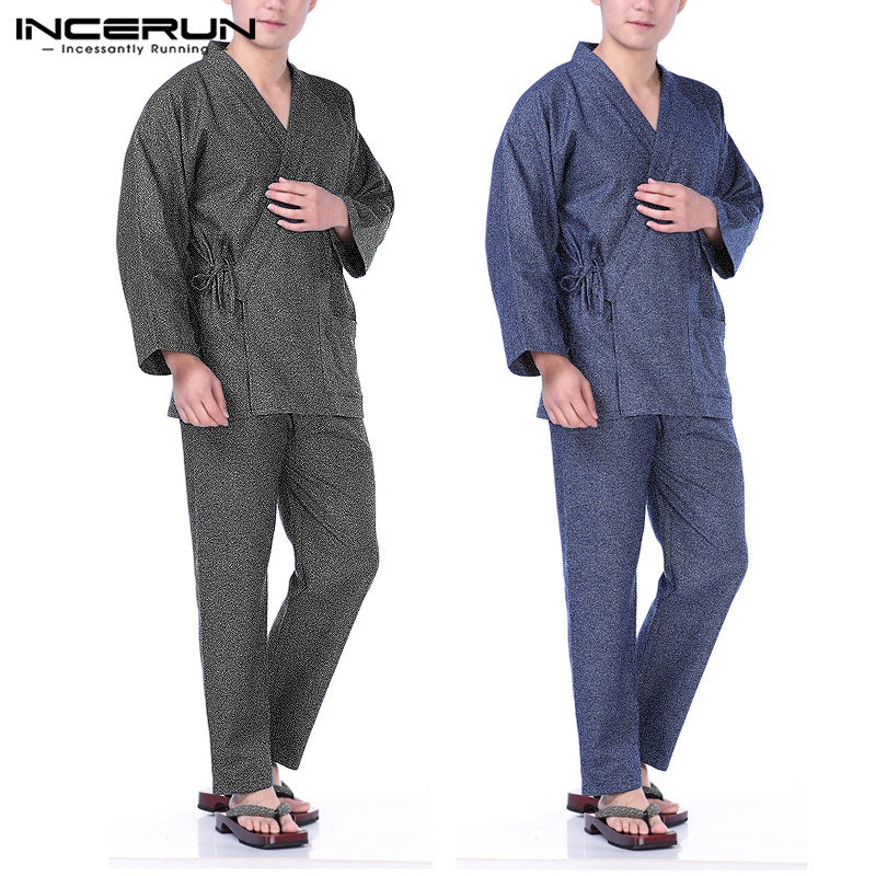 INCERUN Mannen Japanse Kimono Set Pyjama Set Lange... – Vicedeal