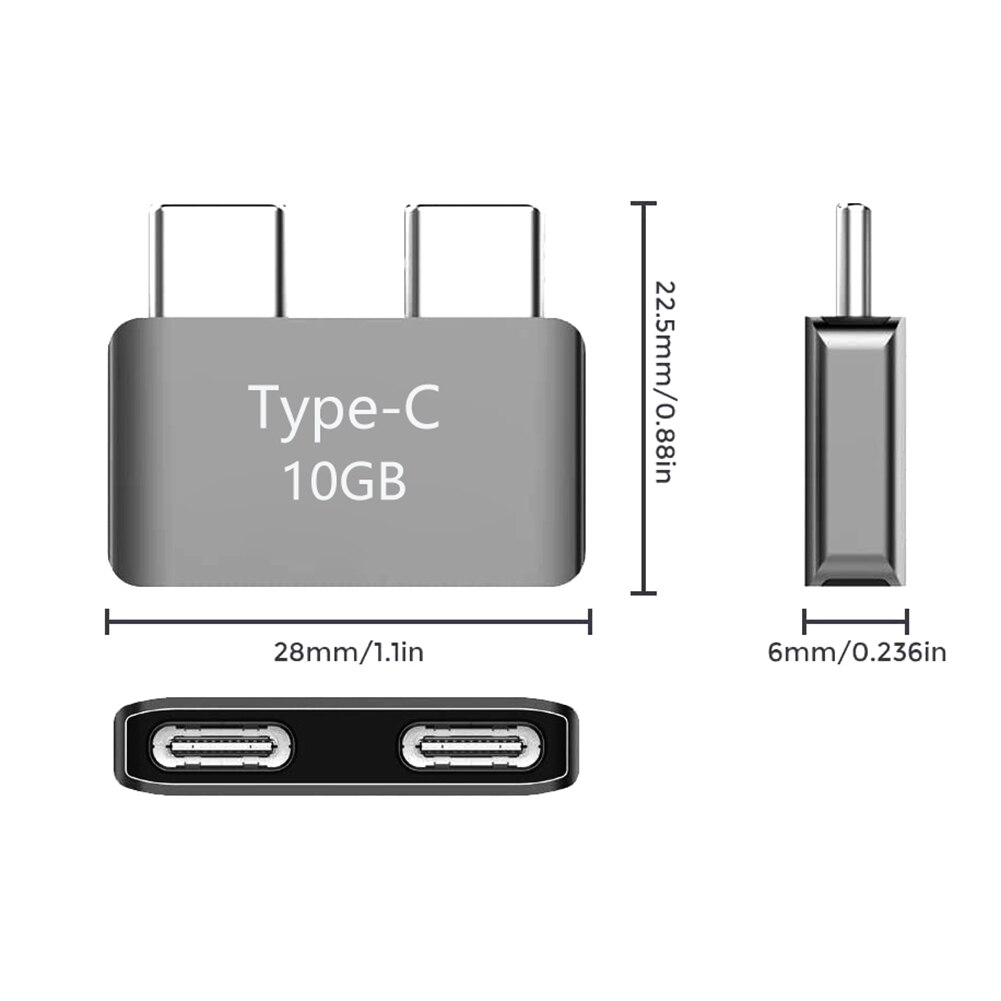 Dual Type-C Short Extender USB C Thunderbolt 3 Fem... – Vicedeal