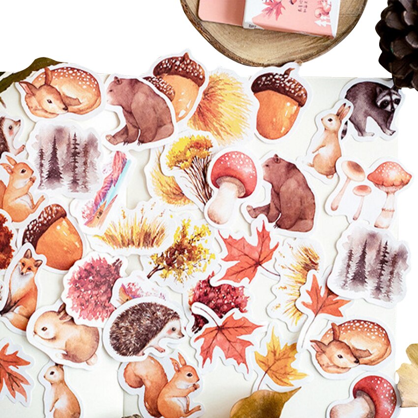46pcs/box Lovely Autumn forest animals Stickers Ca... – Grandado