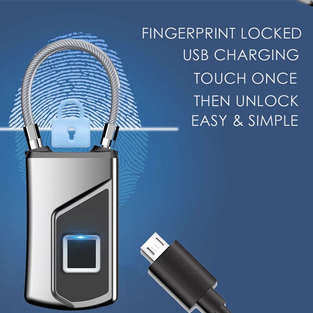 Smart Luggage Lock Keyless Fingerprint Padlock Wir... – Grandado