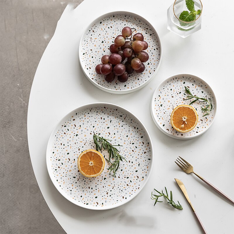European Colored Dots Plates Ceramic Dinner Set Bo... – Vicedeal