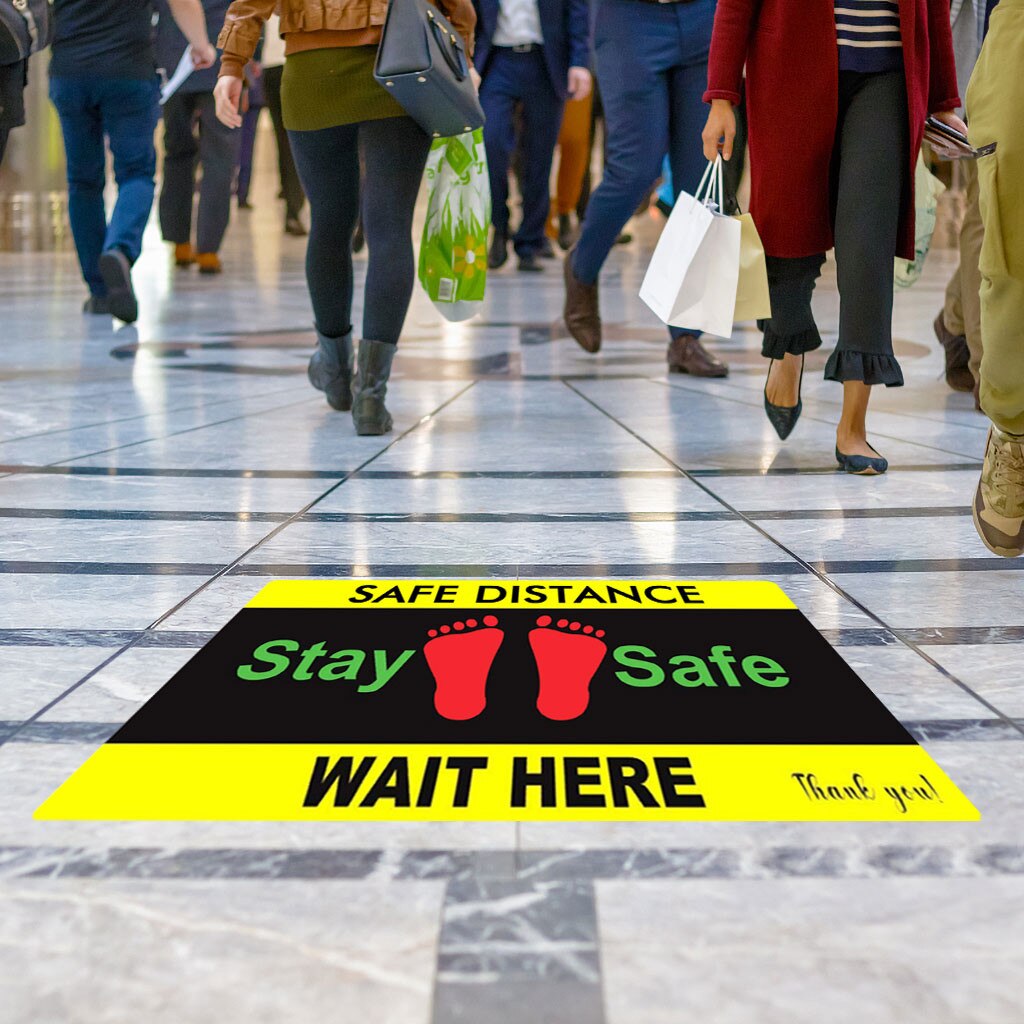 Ground Sign Tile Stickers Safe Distance Keep 6ft I... – Grandado