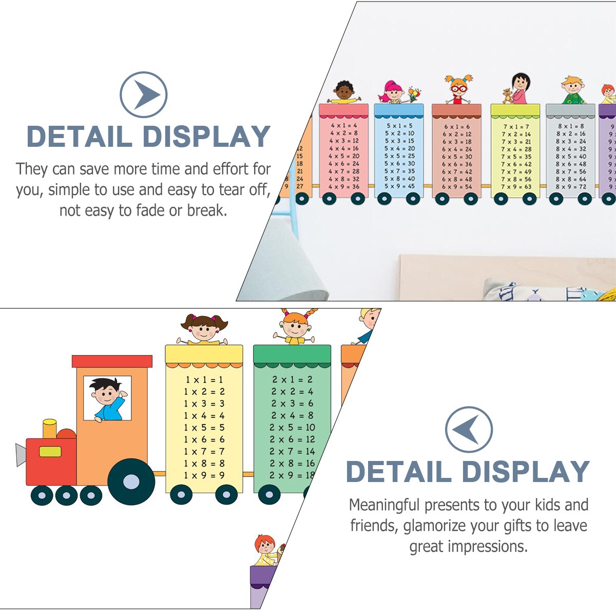 2 Sheets Kids Room Wall Stickers Cartoon Train Mul... – Grandado