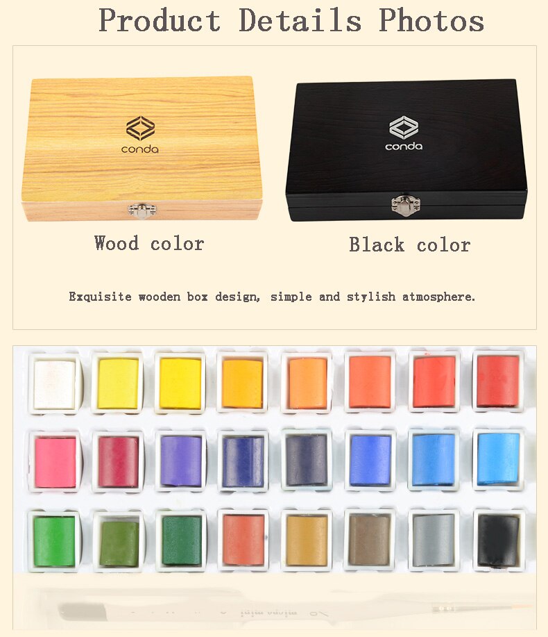 24 Colors Solid Watercolor Paint Set with Water Pa... – Vicedeal