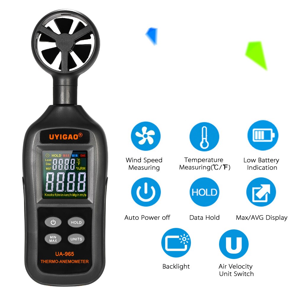 UYIGAO Digitale Toerenteller Anemometer Thermomete... – Grandado