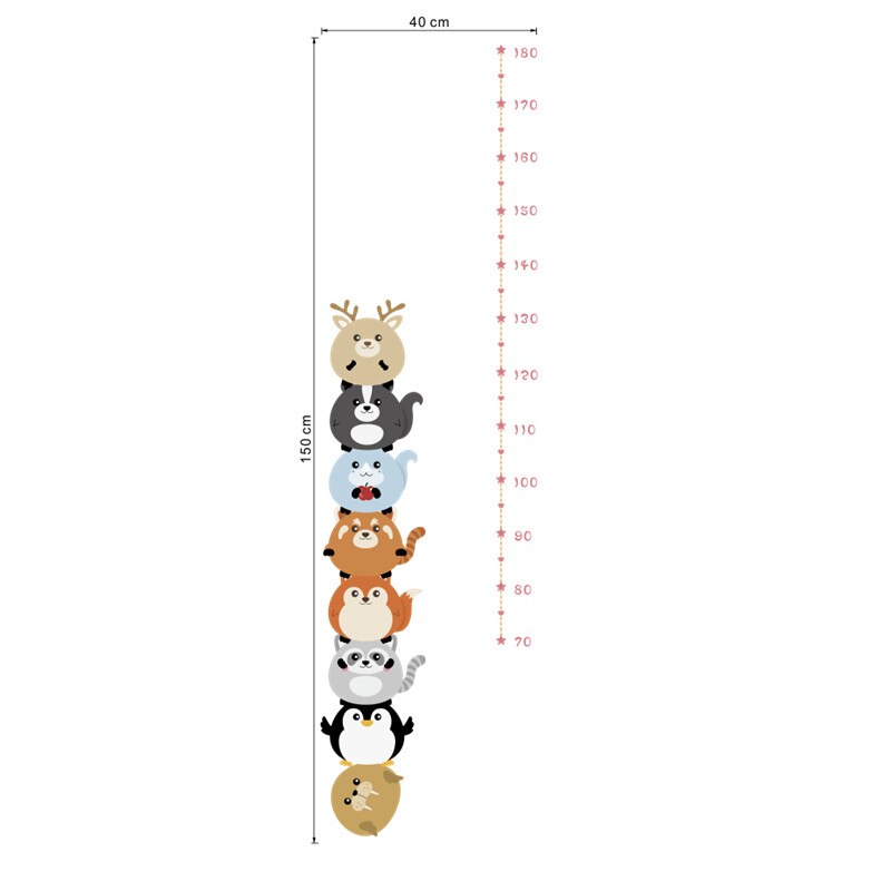 forest animals height measure wall stickers for ki... – Grandado