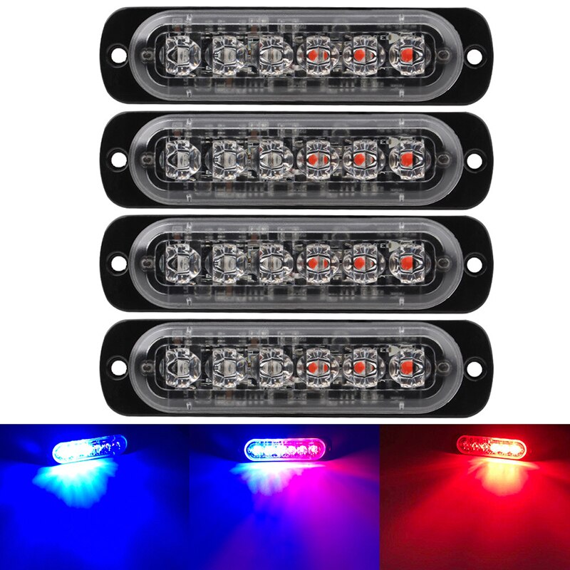 8pcs Red Blue 6 LED 12V-24V Car Motorcycle Truck E... – Grandado