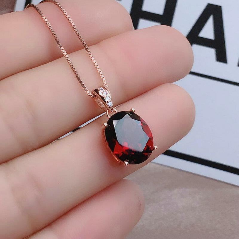 Garnet Pendant Simple Clavicle Ruby Necklace Girls... – Grandado
