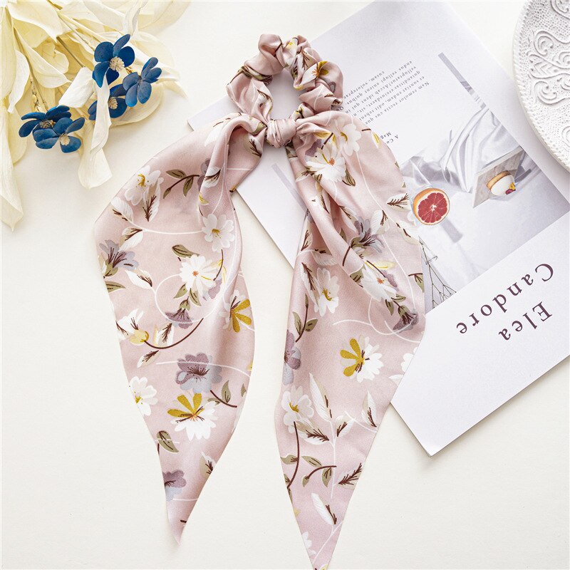Satin Flower Elastic Long Ribbon Hair Bands Ponyta... – Vicedeal