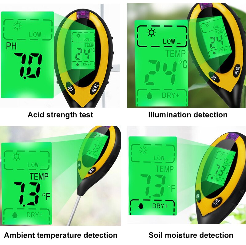 PRACMANY 4 In 1 Digital PH Meter Soil Moisture Mon... – Grandado
