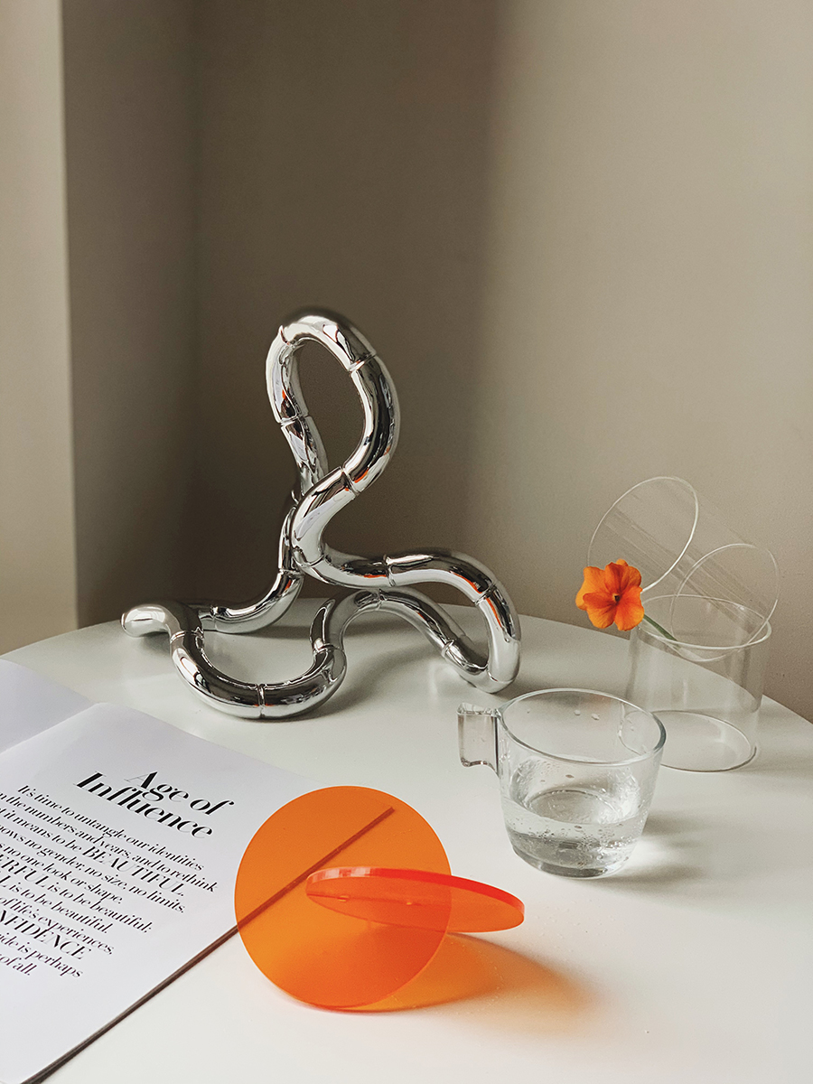 JOYLOVE Modern Silver Abstract Curve Line Sculptur... – Grandado