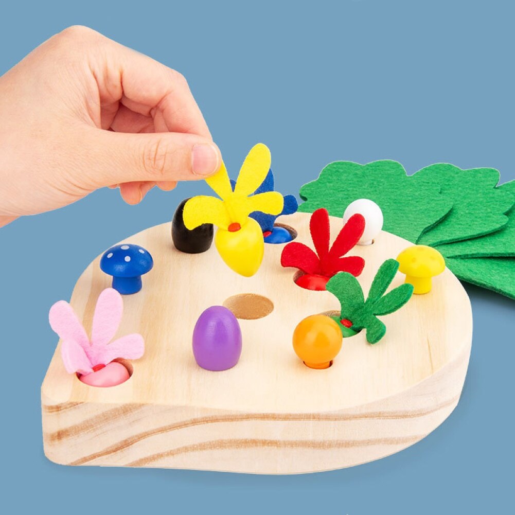 Kids Wooden Rabbit Pulling Carrots Mushrooms Puzzl... – Vicedeal