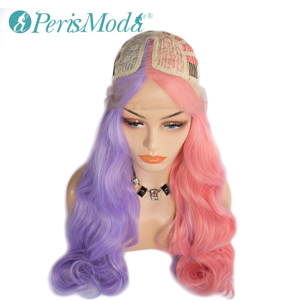 Long Wavy Half Pink and Half Purple 26 Inch Synthe... – Grandado
