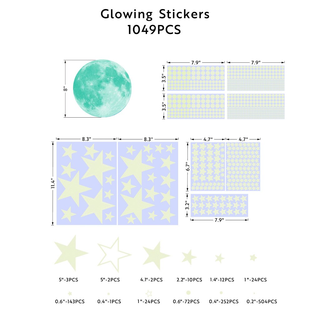 1set 3D Luminous Star Moon Dot Wallpaper Wall Stic... – Vicedeal