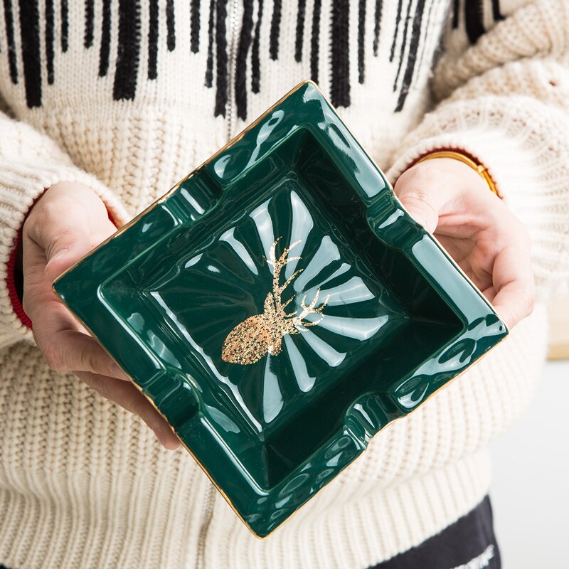 Nordic Art Luxury Ceramic Portable Elk Ashtray Eme... – Grandado
