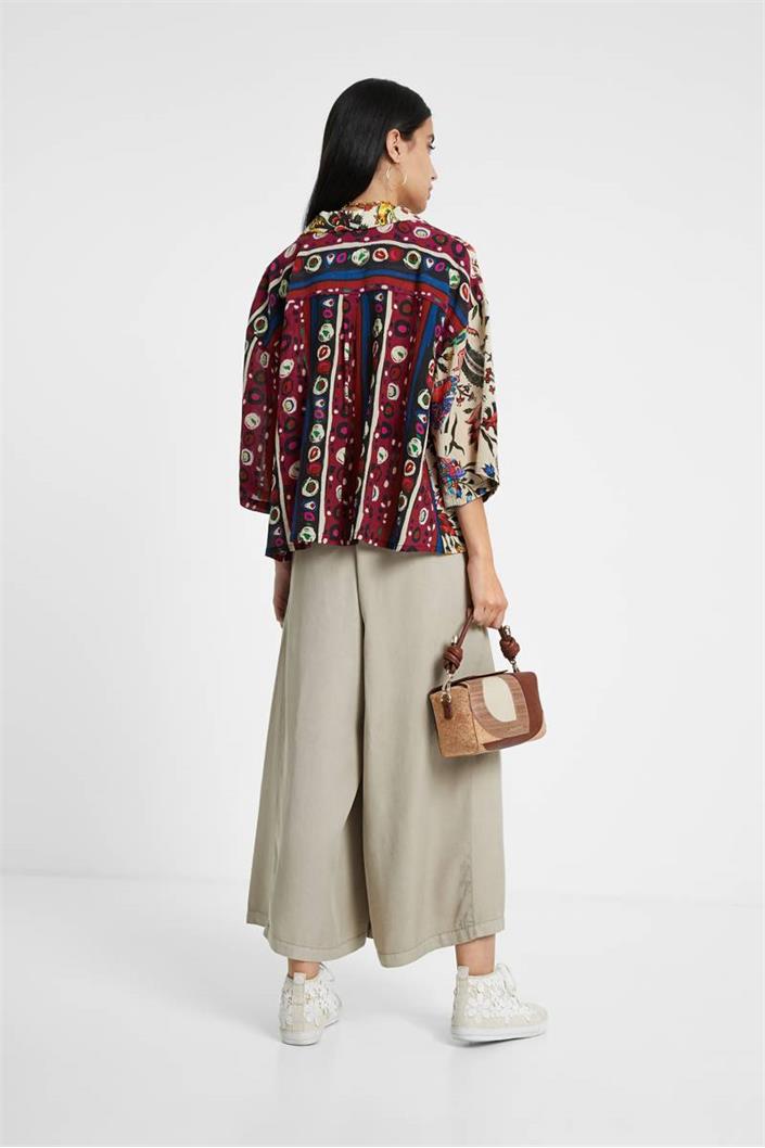 Spanish-style print patchwork loose blouse – Vicedeal