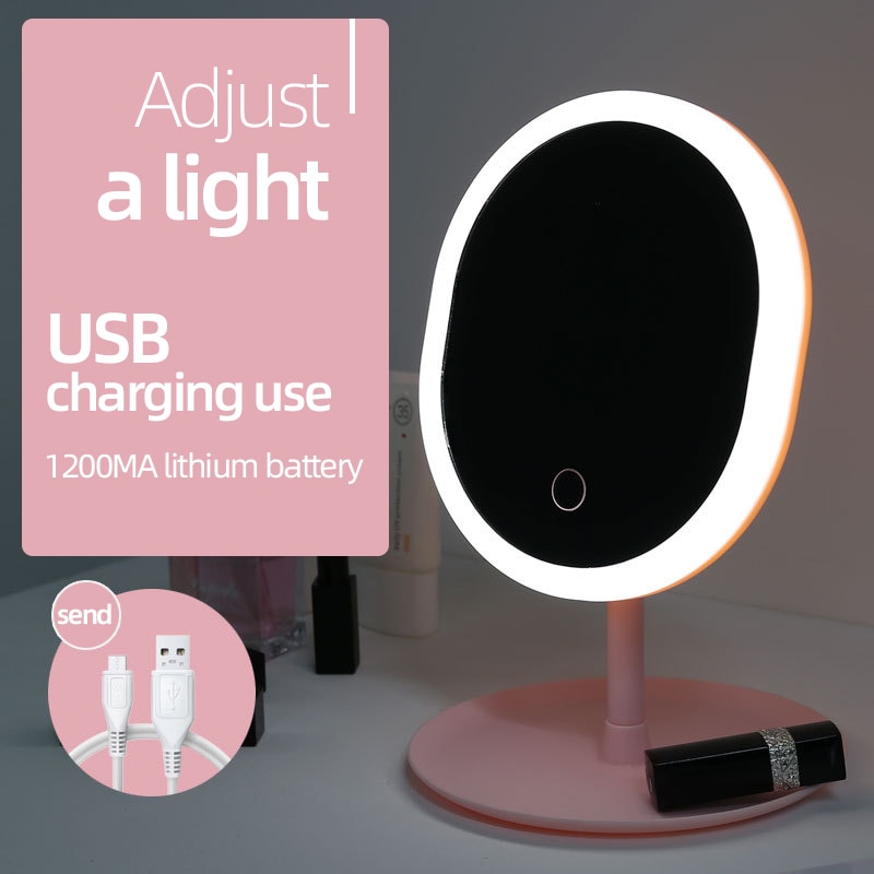 Portable LED Lighted Circular Makeup Mirror Compac... – Grandado