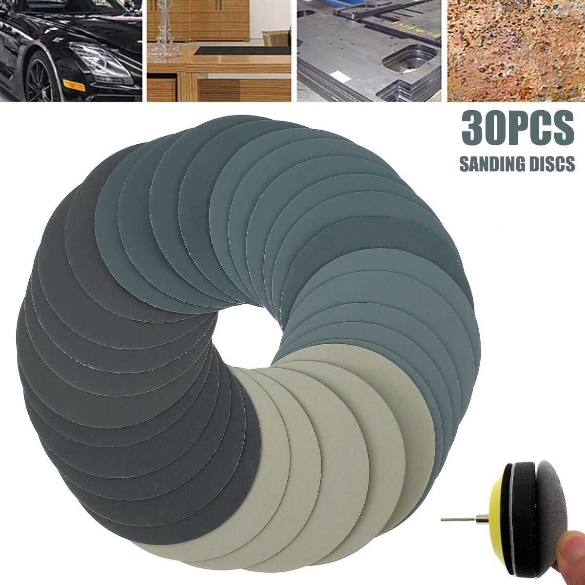 30pcs 5inch sanding discs Wet Dry Sandpaper Assort... – Grandado
