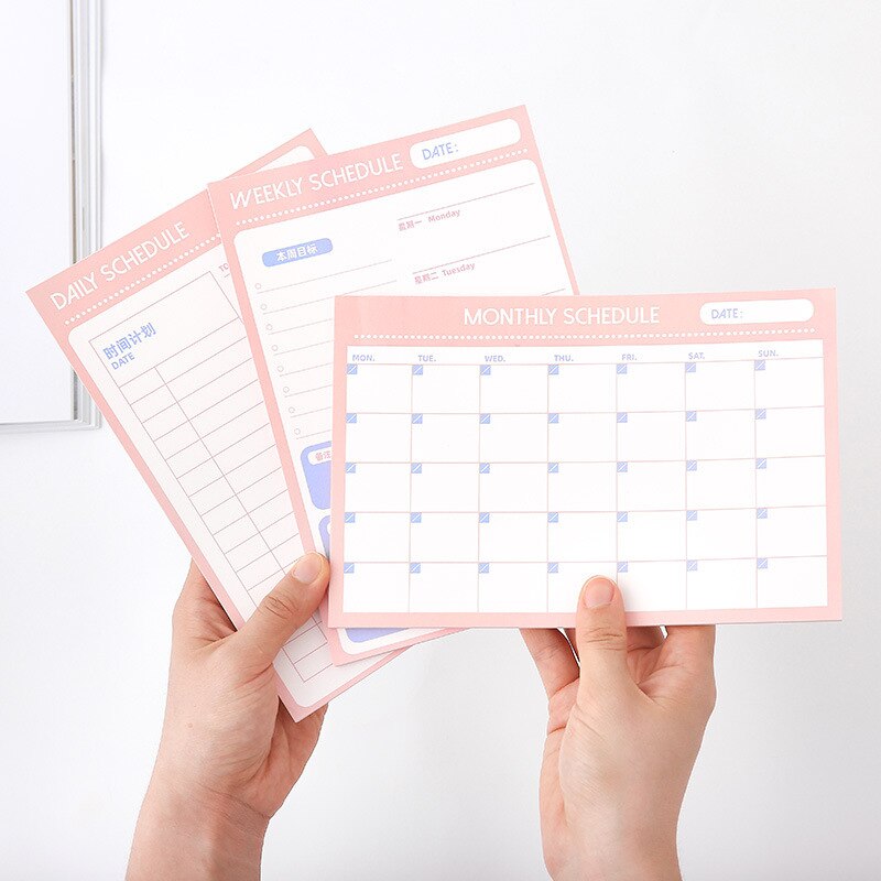 30 Sheets Pink Blue Monthly Plan Paper Pad 14*21cm... – Vicedeal