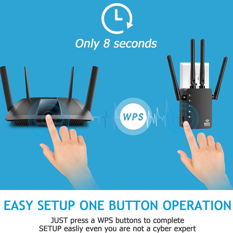 1200Mbps Dual Band wifi repeaterWPS Easy Setup WiF... – Vicedeal