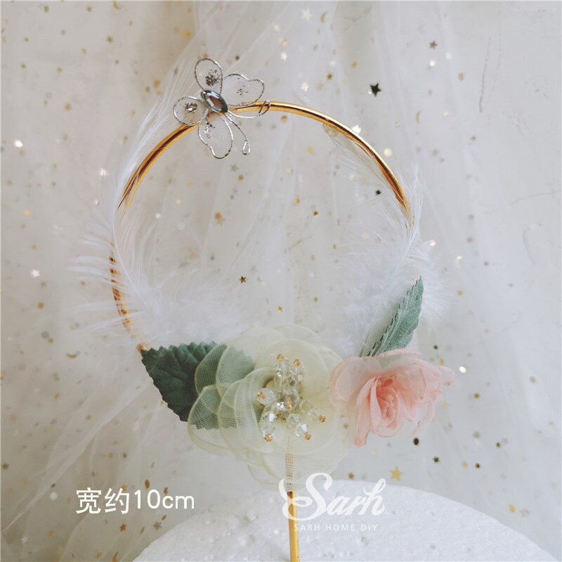 Love Flower Pink Wreath Cake Toppers Moon Star Hap... – Vicedeal