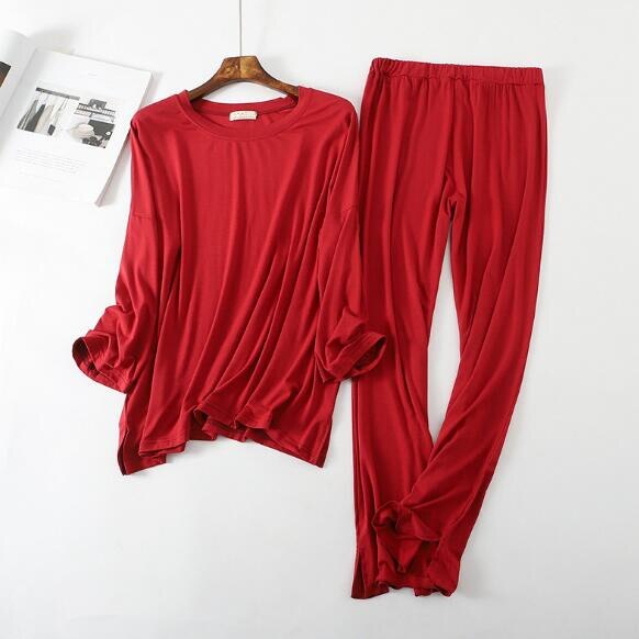 Comfortable modal cotton pyjamas women long sleeve... – Grandado