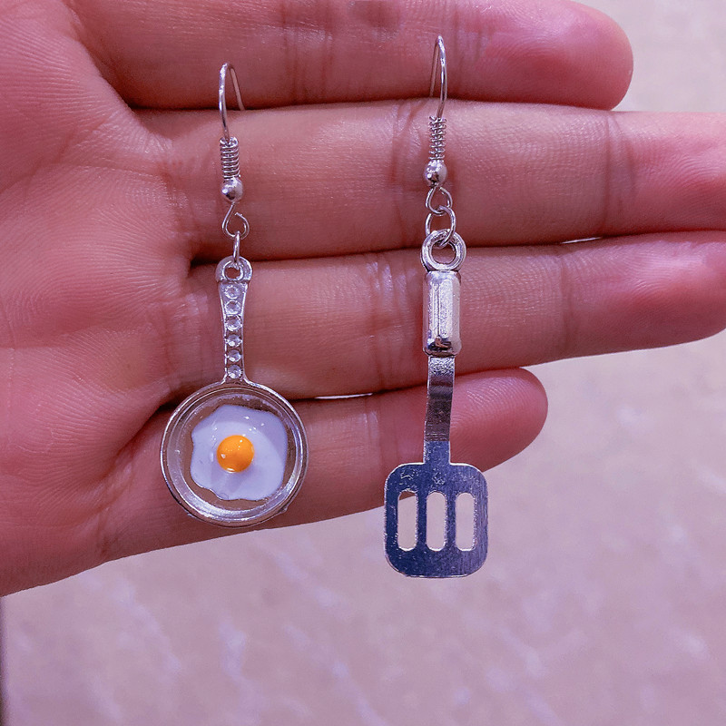 Egg Pot Spatula Earrings Poached Egg Fried Egg Spa... – Grandado