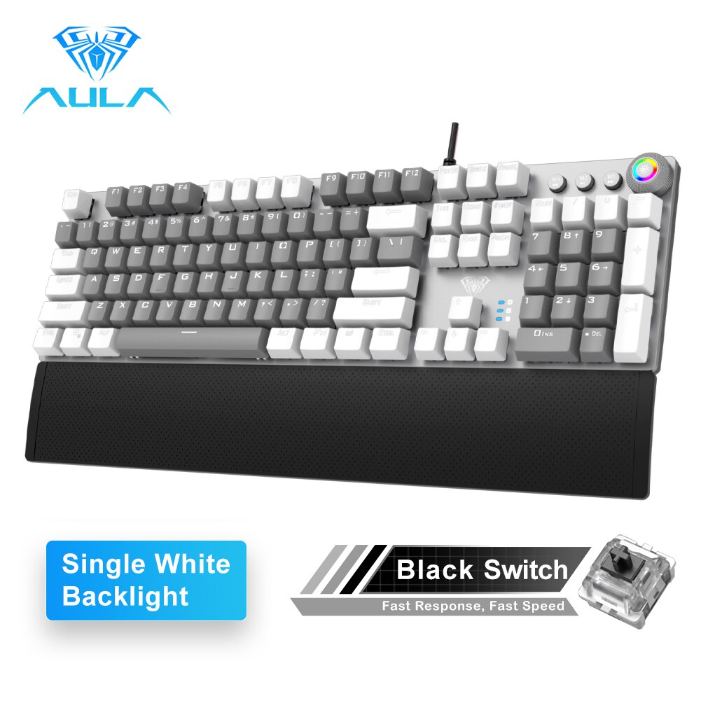 AULA Mechanical Gaming Keyboard White-Light 104 An... – Grandado