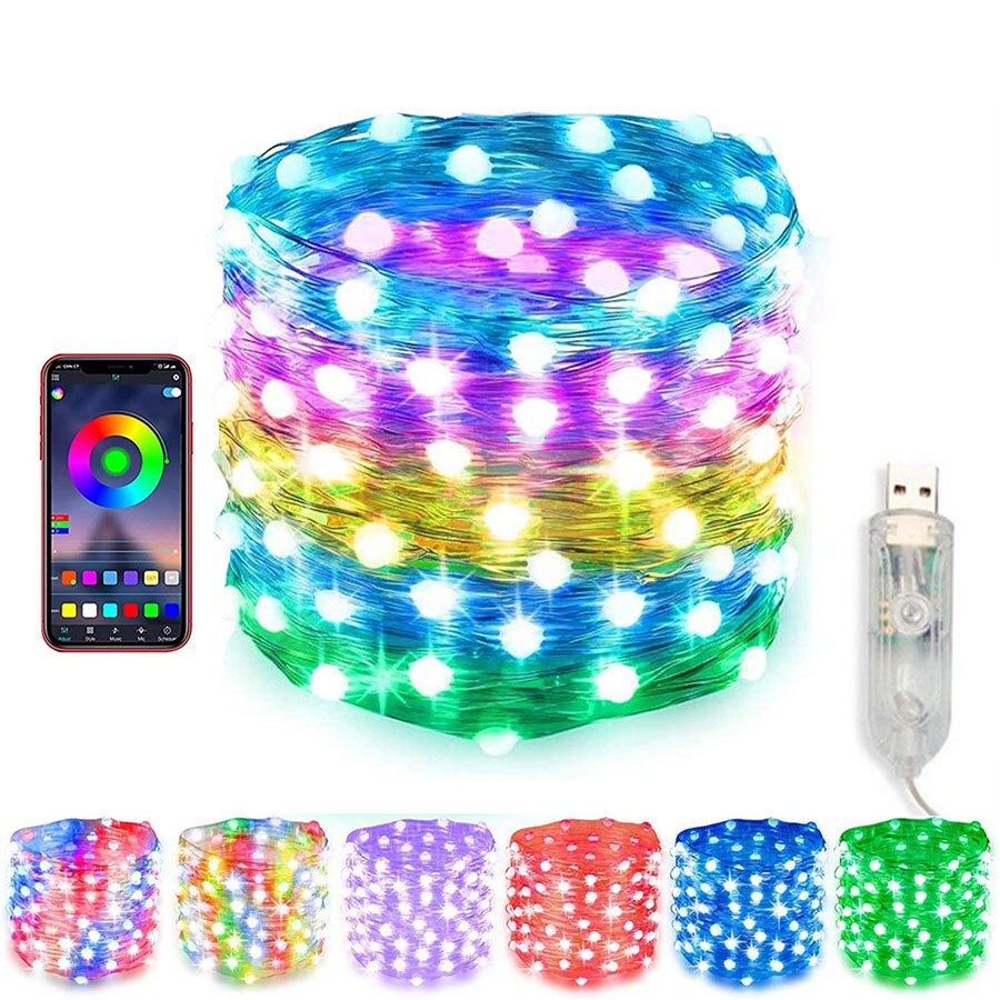 100/200LED Smart Fairy String Lights USB Bluetooth... – Grandado
