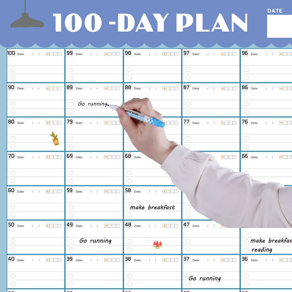 Calendar Sticker 100 Days Agenda Schedule Wall Cal... – Grandado