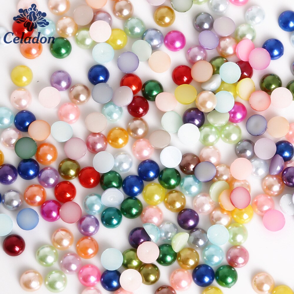 200pcs 8mm Round Flatback Imitation Pearls Beads G... – Vicedeal