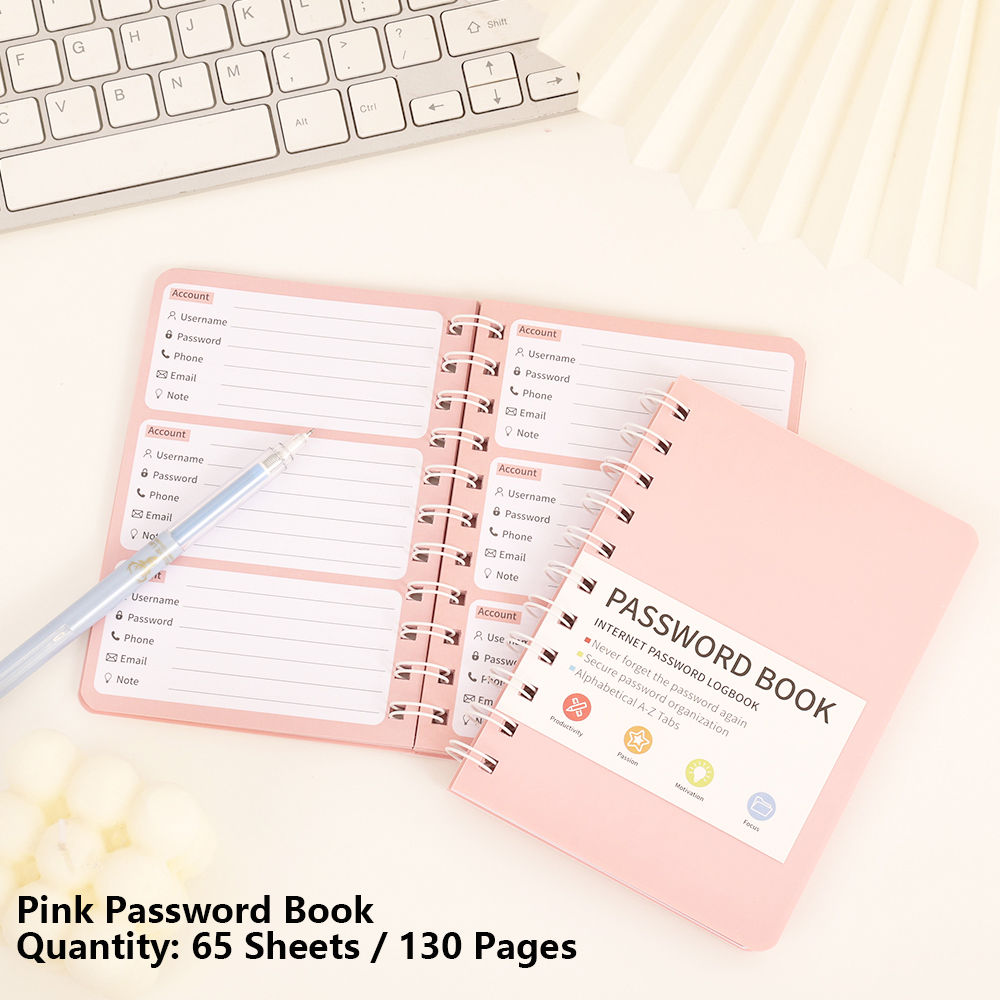 65 sheets Simple PVC Hardcover Coil Password Book ... – Grandado