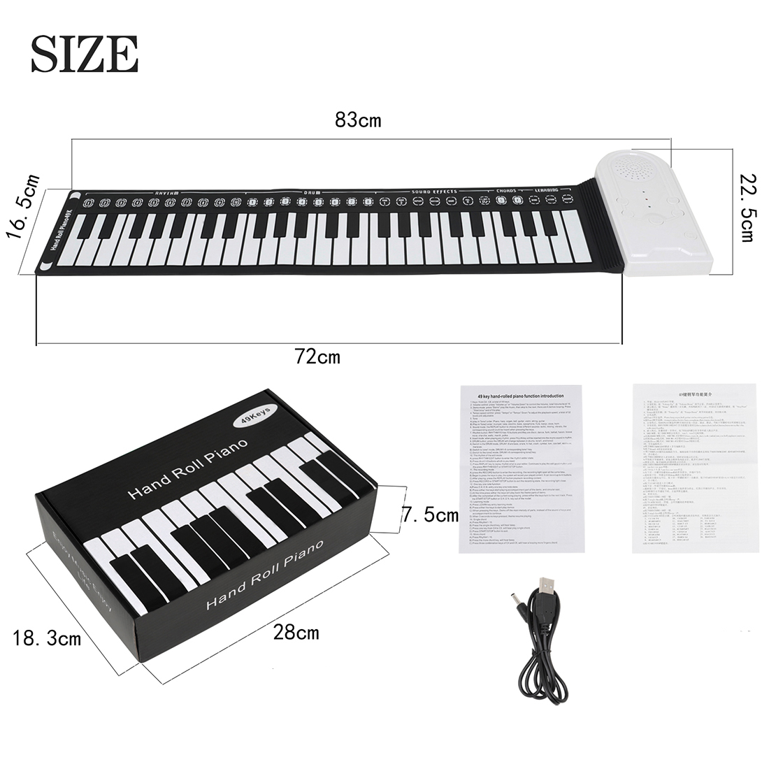 IRIN 49-Key Hand Roll Up Piano Silicone Portable K... – Vicedeal