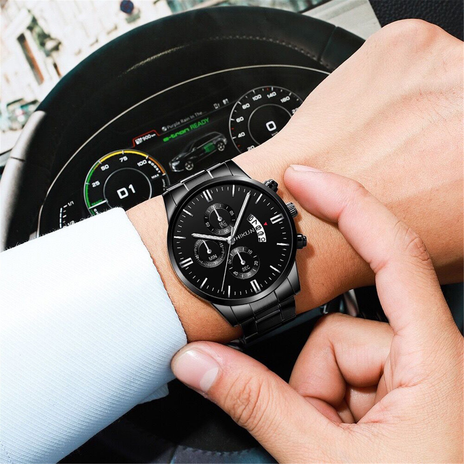 Luxury Black Men's Quartz Wristwatch Sleek Simple ... – Grandado