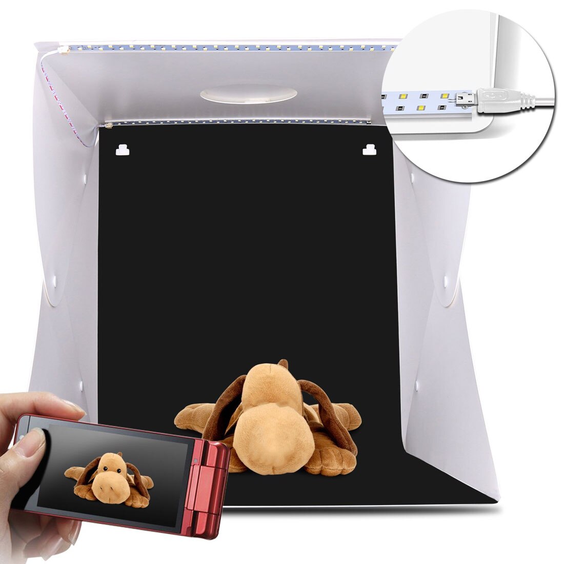 40 x 40 x 40cm fotografie led-lichtbak 40cm dubbel... – Vicedeal