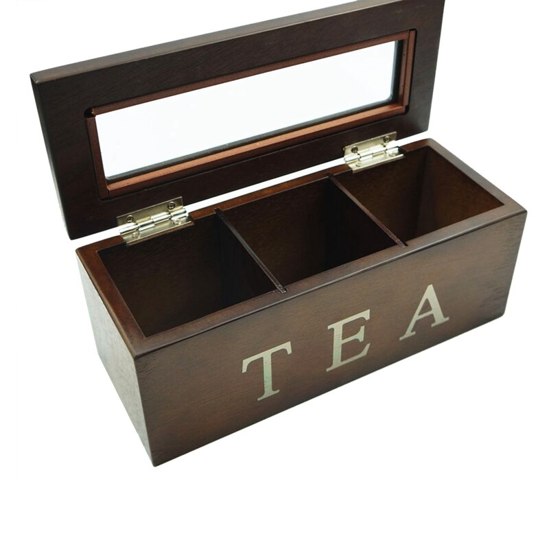 Wooden Storage Box 3 Grid Wooden Tea Box Kitchen S... – Grandado