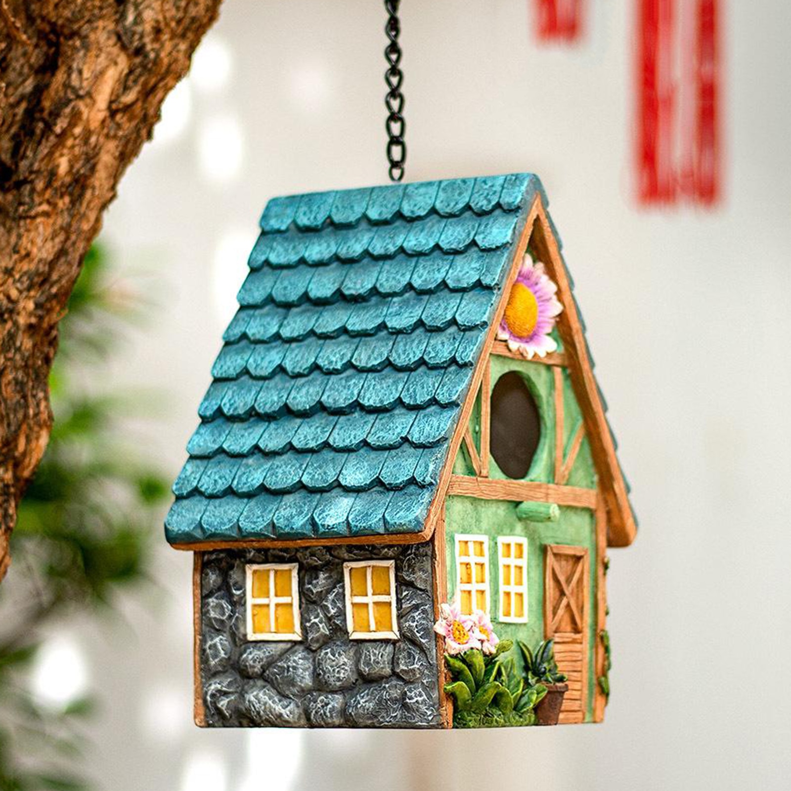 Resin Hand-Painted ing Colourful Birdhouse Garden ... – Vicedeal