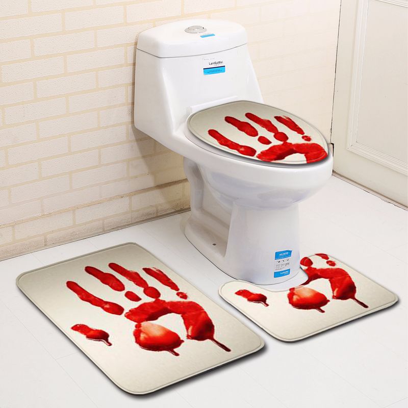 3 Piece Set Horror Blood Handprint Bath Mats Non-s... – Grandado