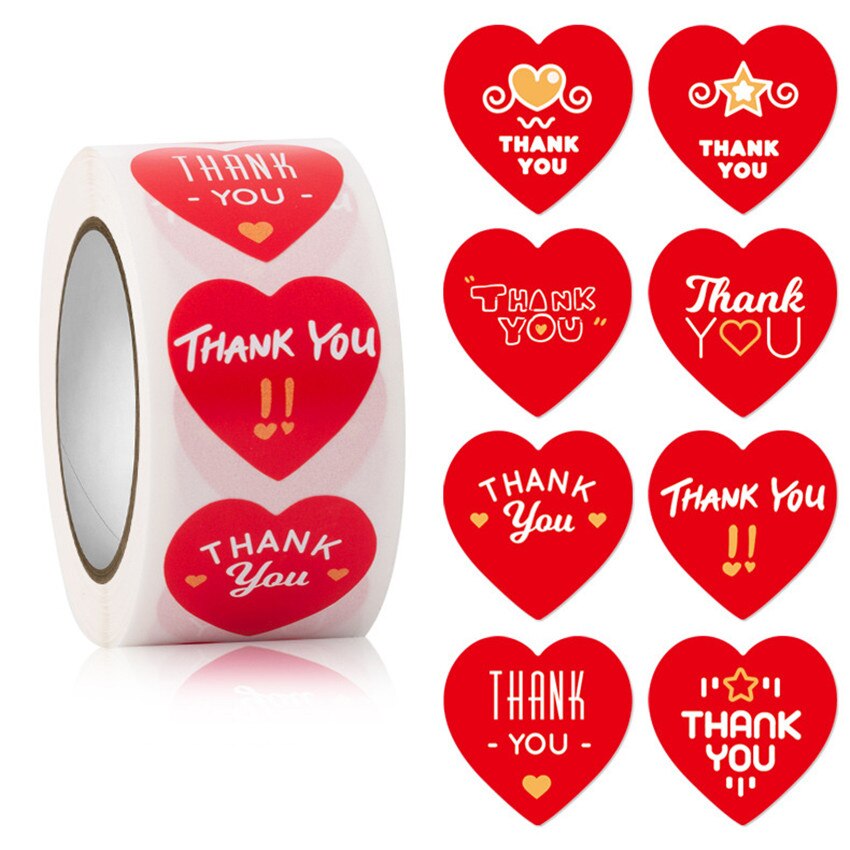 500Pcs Hart Dank U Stickers Bloemen Afdichting Sti... – Vicedeal